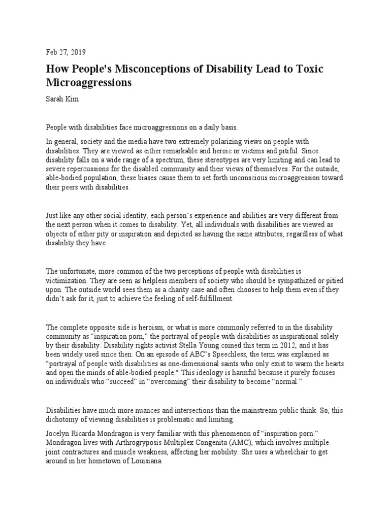 Misconceptions of Disability - Weekly Article | PDF | Disability ...