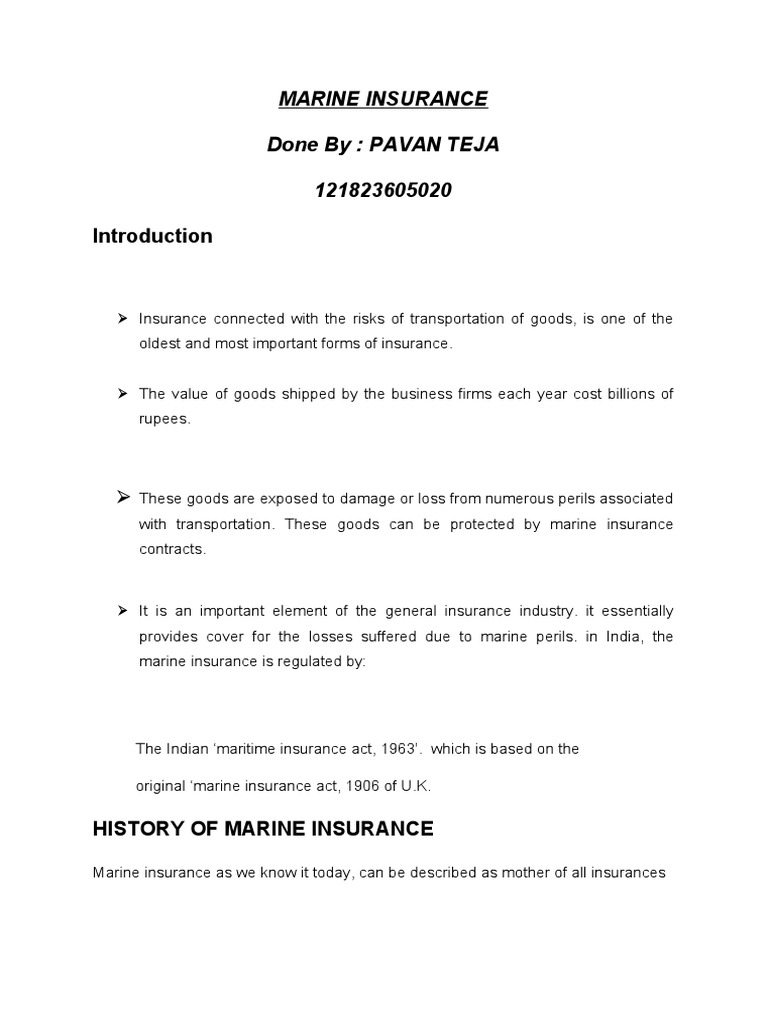 Marine Insurance | PDF | Insurance | Cargo