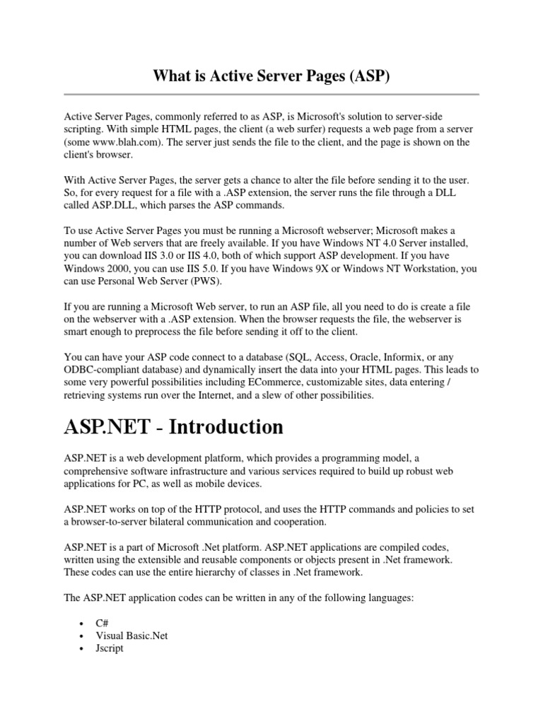 Basics of ASP - NET-2 | PDF | Active Server Pages | Web Server
