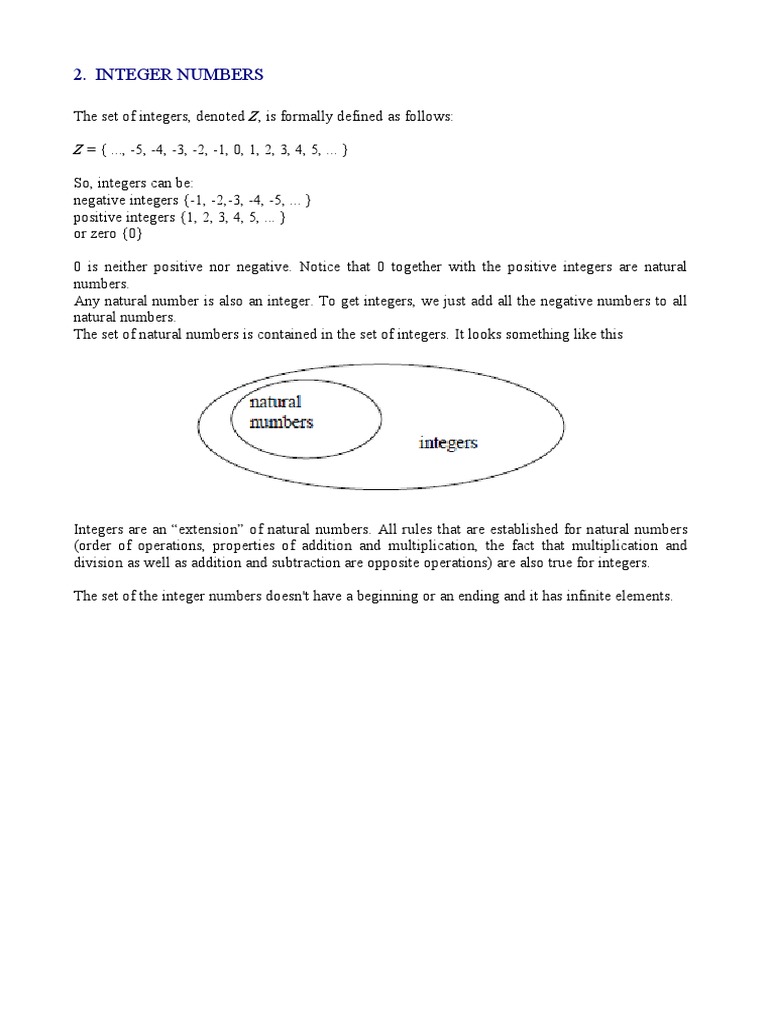 2 Integer Numbers | PDF | Integer | Natural Number
