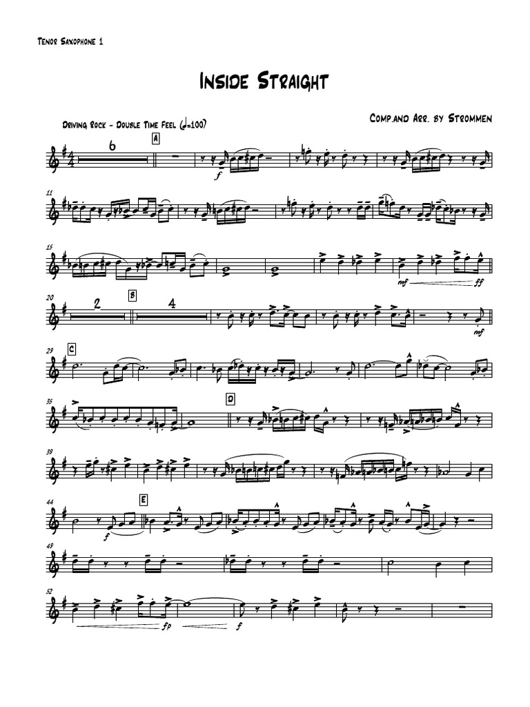 Inside Straight Tenor Saxophone 1 | PDF | Saxophone | Woodwind Instruments