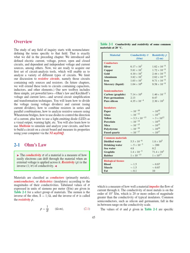 Table 2-1: Resistive Circuits | PDF | P–N Junction | Electrical ...