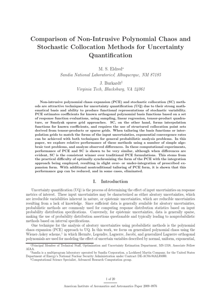 Comparing the Effectiveness of Non-Intrusive Polynomial Chaos and Stochastic Collocation Methods ...