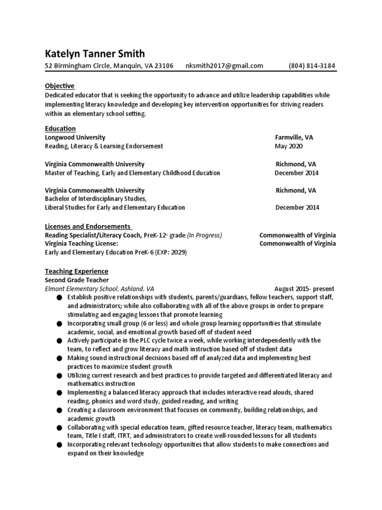 Katelyn Tanner Smith Resume | PDF | Teachers | Behavior Modification