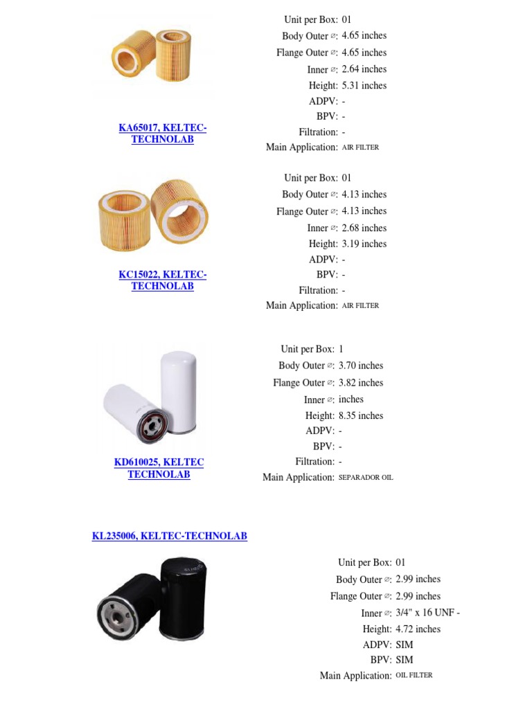 Keltec Filter Specifications Overview | PDF | Technology & Engineering