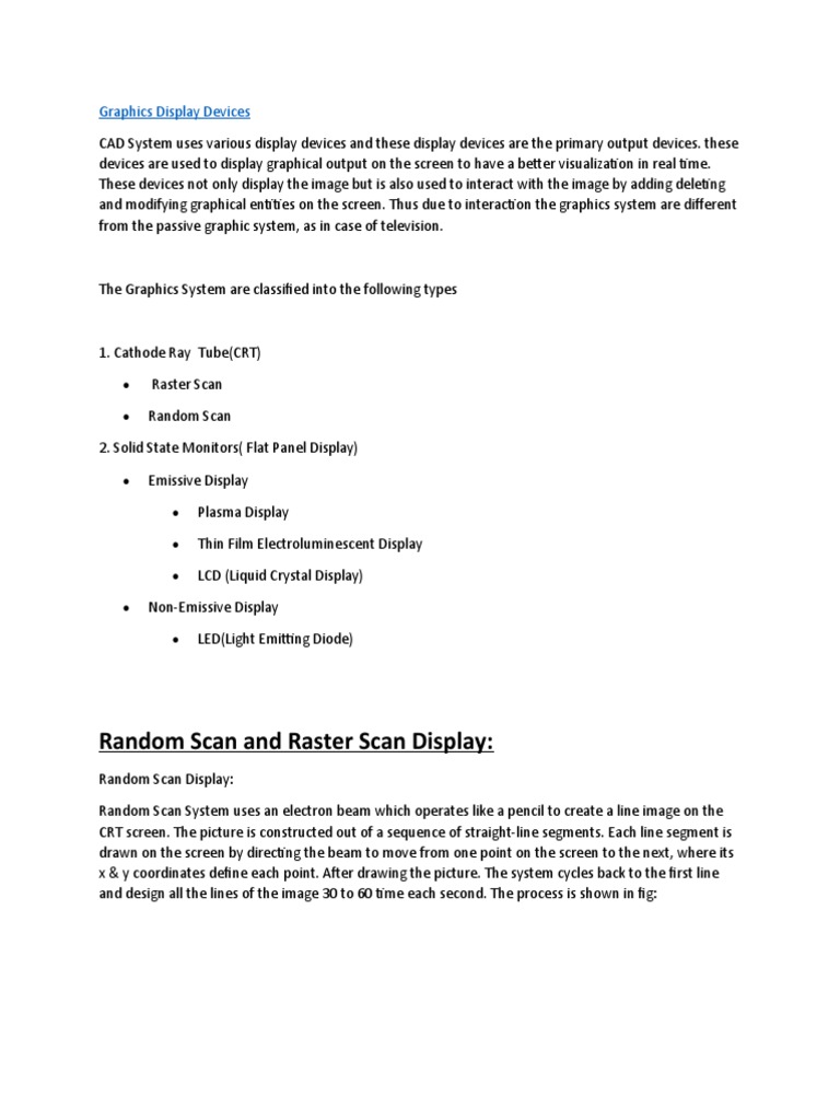 Random Scan and Raster Scan Display | PDF | Computer Monitor | Display ...