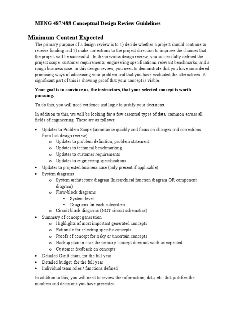 DR2 - Conceptual Design Review Guidelines | PDF | System | Concept