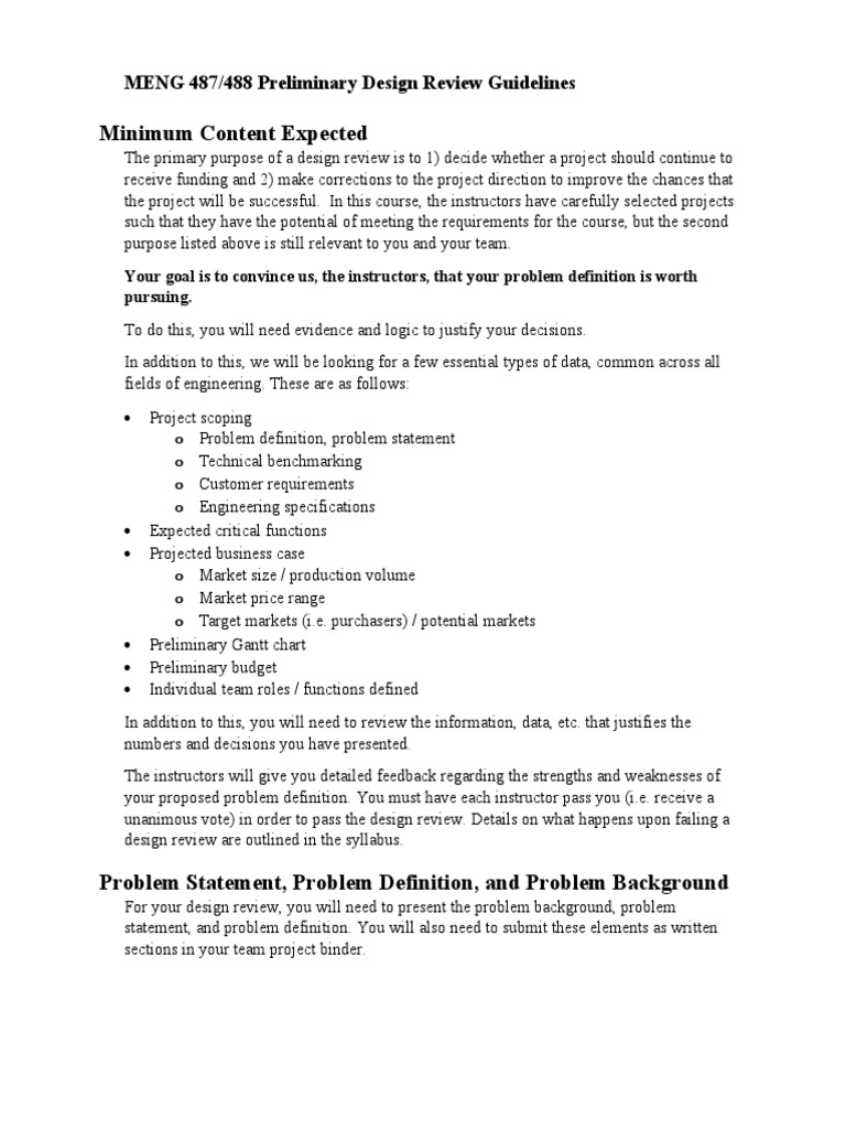 DR1 - Preliminary Design Review Guidelines | PDF | Design ...