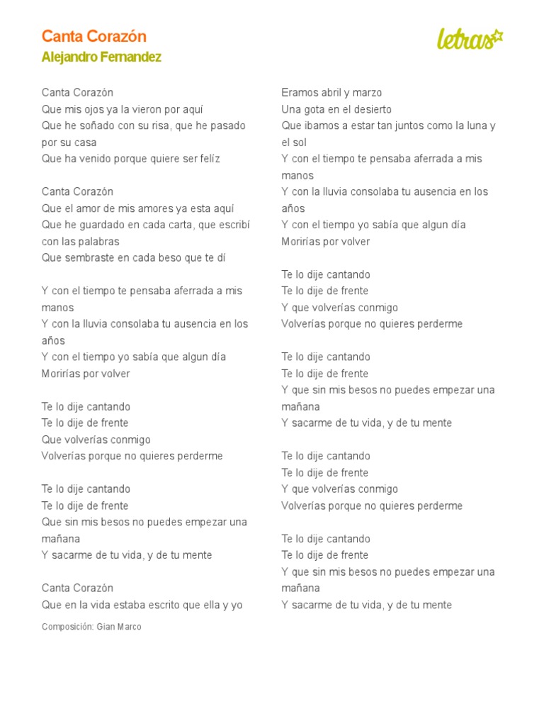 Canta Corazón Letra Y Significado Pdf