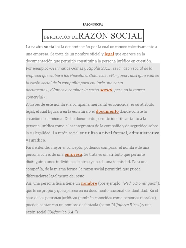 Que Es La Razon Social | PDF | Derecho
