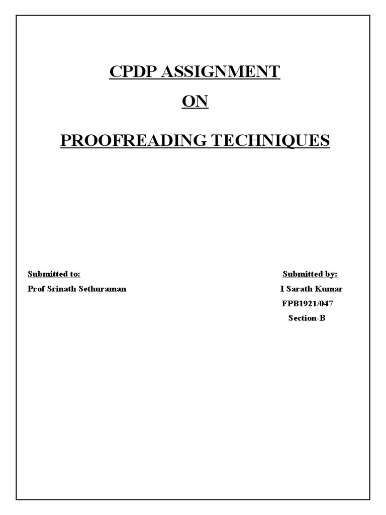 CPDP I Sarath Kumar - FPB1921-047 - Section-B | PDF