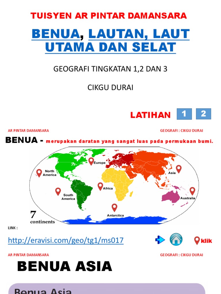 Benua, Lautan, Laut Utama Dan Selat Tingkatan 1,2,3 | PDF