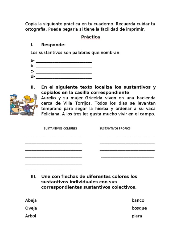 Practica Los Sustantivos | PDF | Animales domesticados | Animales y humanos
