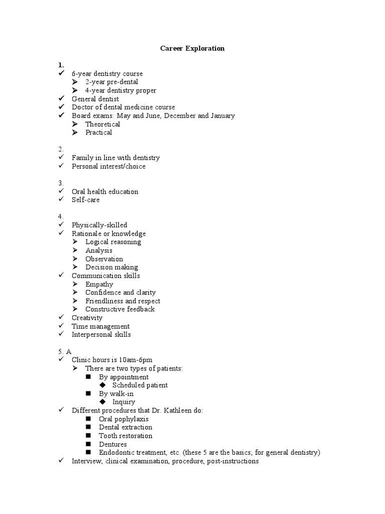 Career Exploration Key Wrods | PDF | Dentistry | Health Care