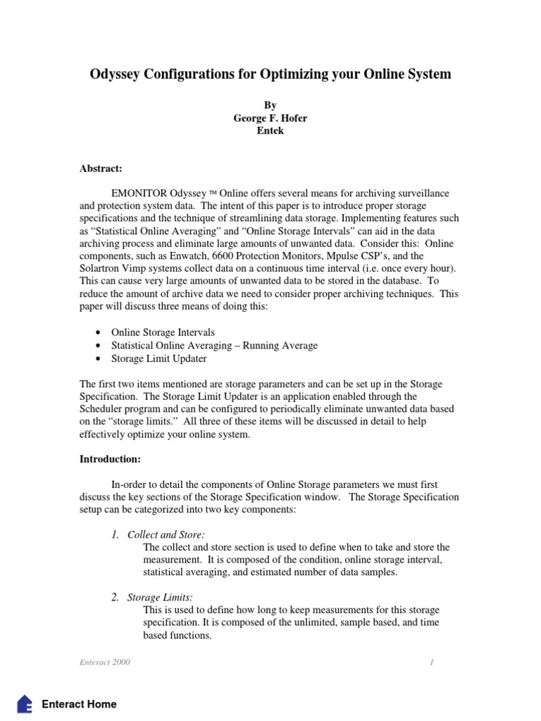 Odyssey Configurations For Optimizing Your Online System: by George F. Hofer Entek | PDF ...