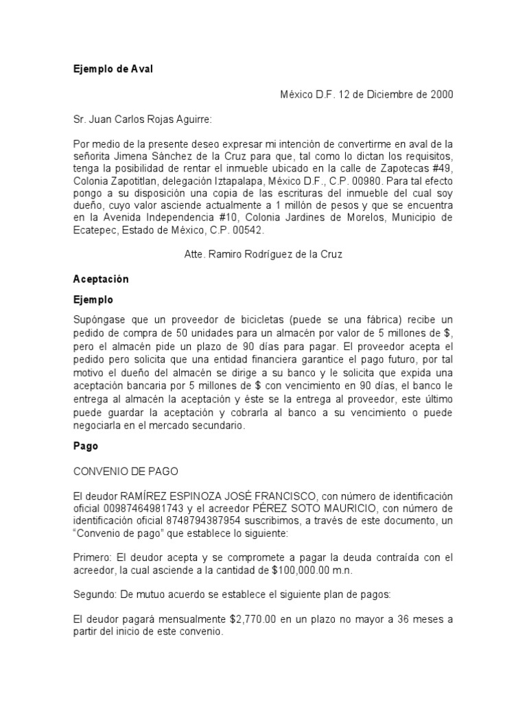 Ejemplo de Aval | PDF | Interés | Hoja de balance