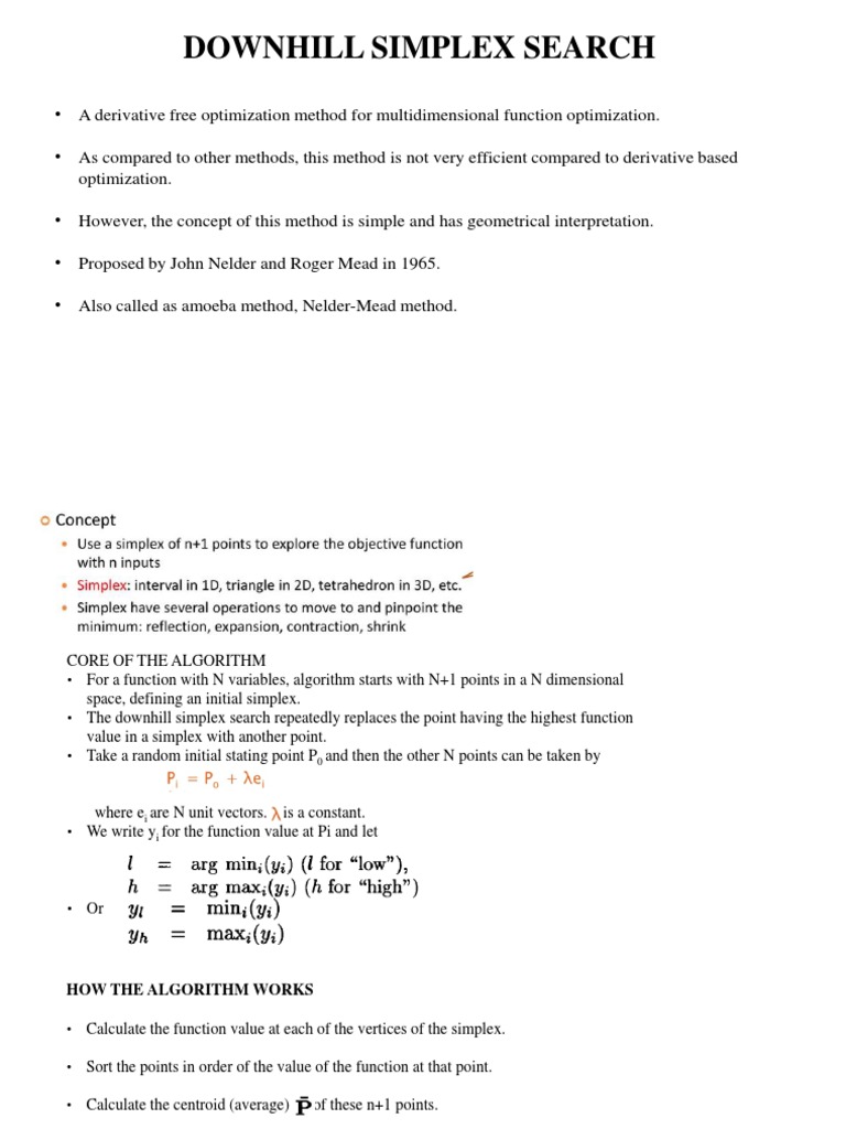 Downhill Simplex Search | PDF