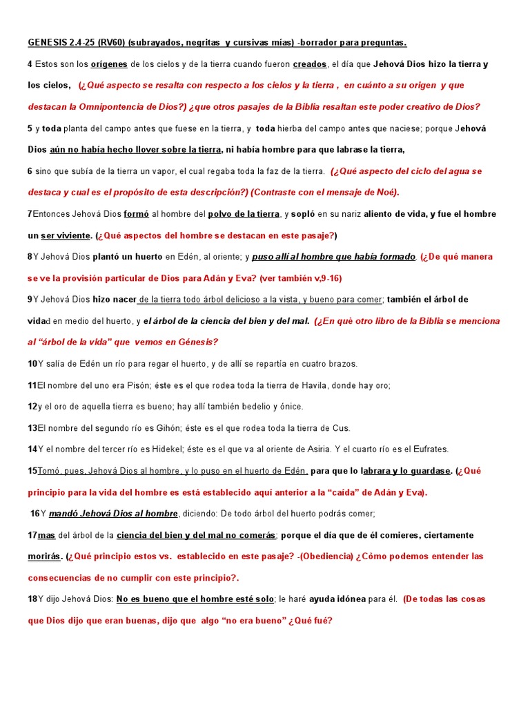 Genesis 2-4-25 | PDF | Adán y Eva | Jardín del Edén