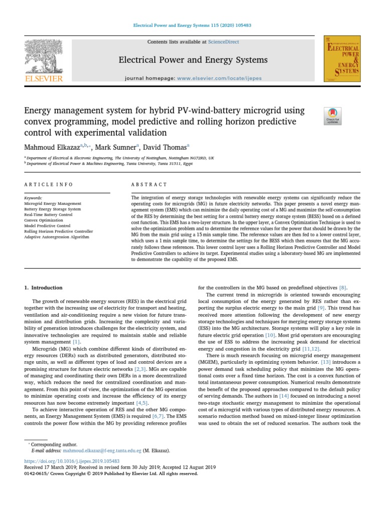 Electrical Power and Energy Systems: Sciencedirect | PDF | Mathematical Optimization ...