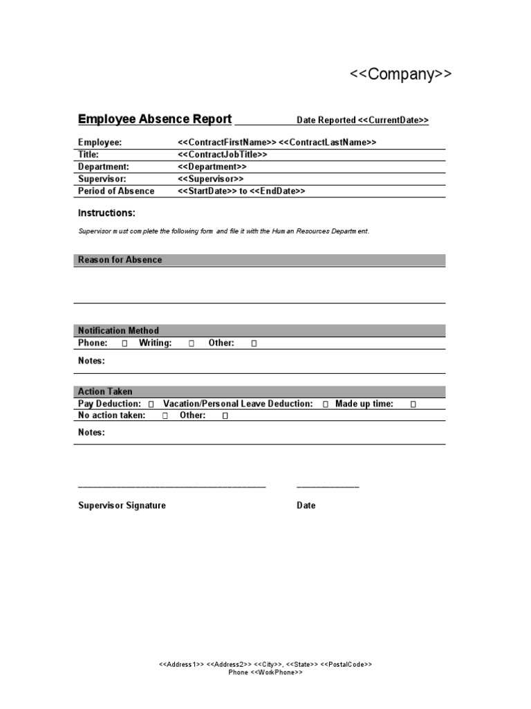 Employee Absence Report | PDF | Finance & Money Management
