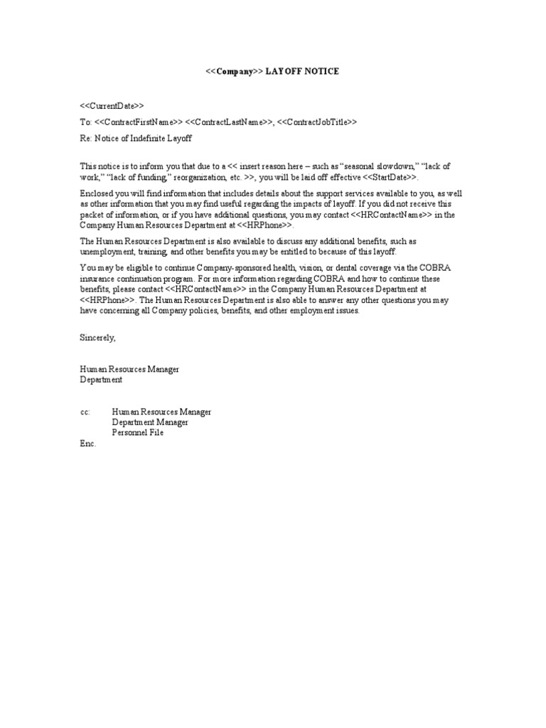 Employee Layoff Notice | PDF