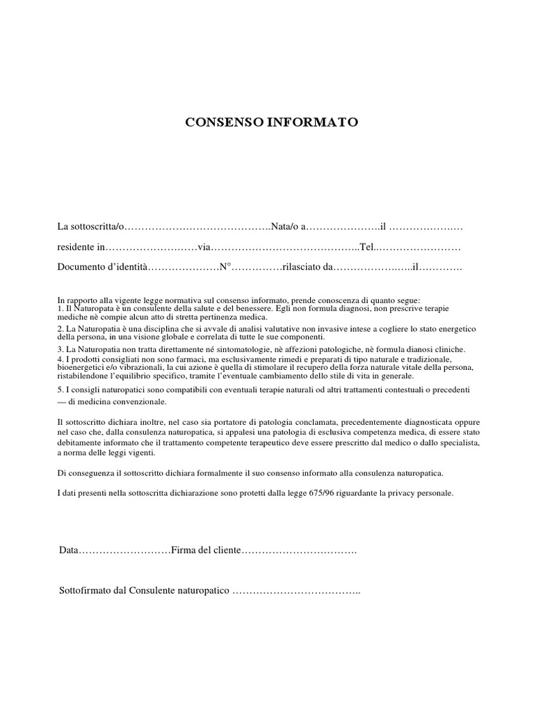 Consenso Informato PDF | PDF