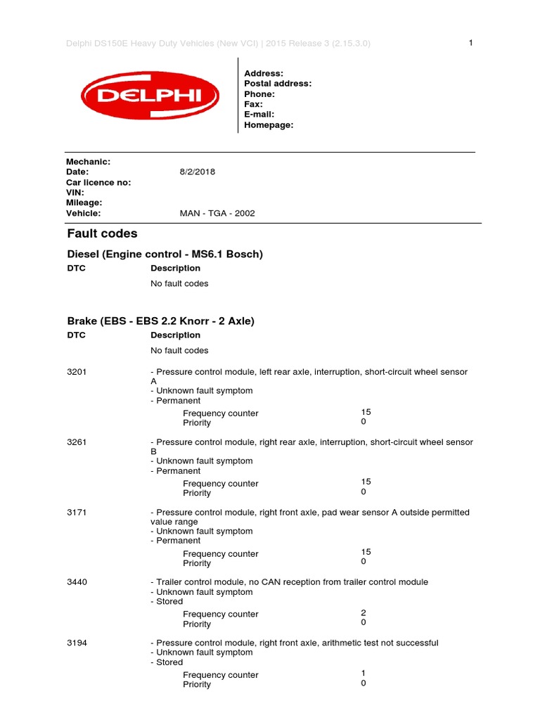 MAN TGA 2002 brake and engine faults | PDF | Transportation Engineering ...