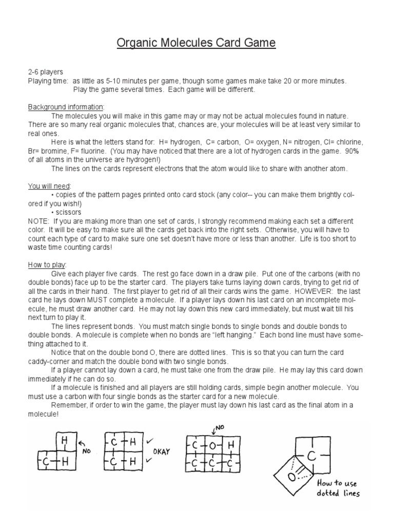Organic Molecules Card Game | PDF | Chemical Bond | Molecules