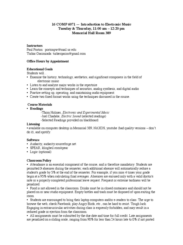 Introduction To Electronic Music PDF | PDF | Performing Arts | Sound