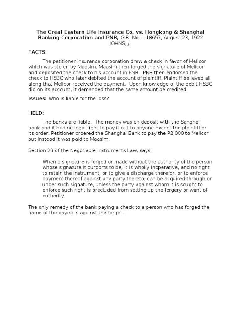 The Great Eastern Life Insurance Co V HSBC | PDF | Social Science | Law