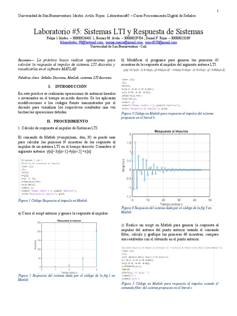 Lab 5 DSP 2020-1 | PDF | Matlab | Programación de computadoras