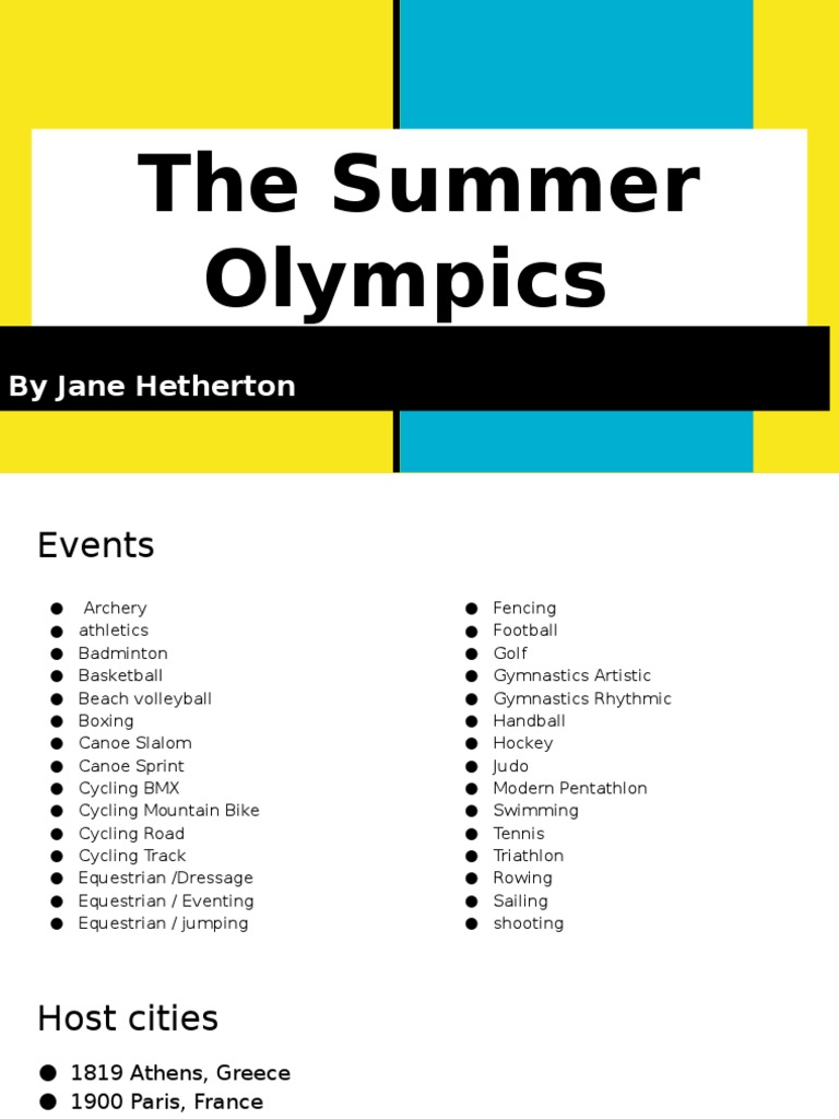 Overview of Summer Olympics Events | PDF | Sports & Recreation | Travel