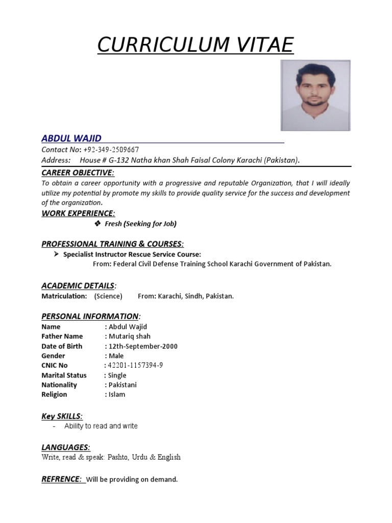 Abdul Wajid CV | PDF
