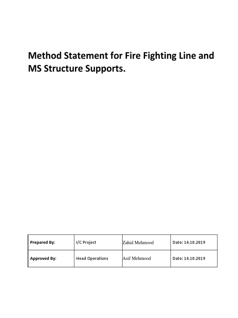 Methodical Procedures for Fabricating and Erecting a Fire Fighting ...