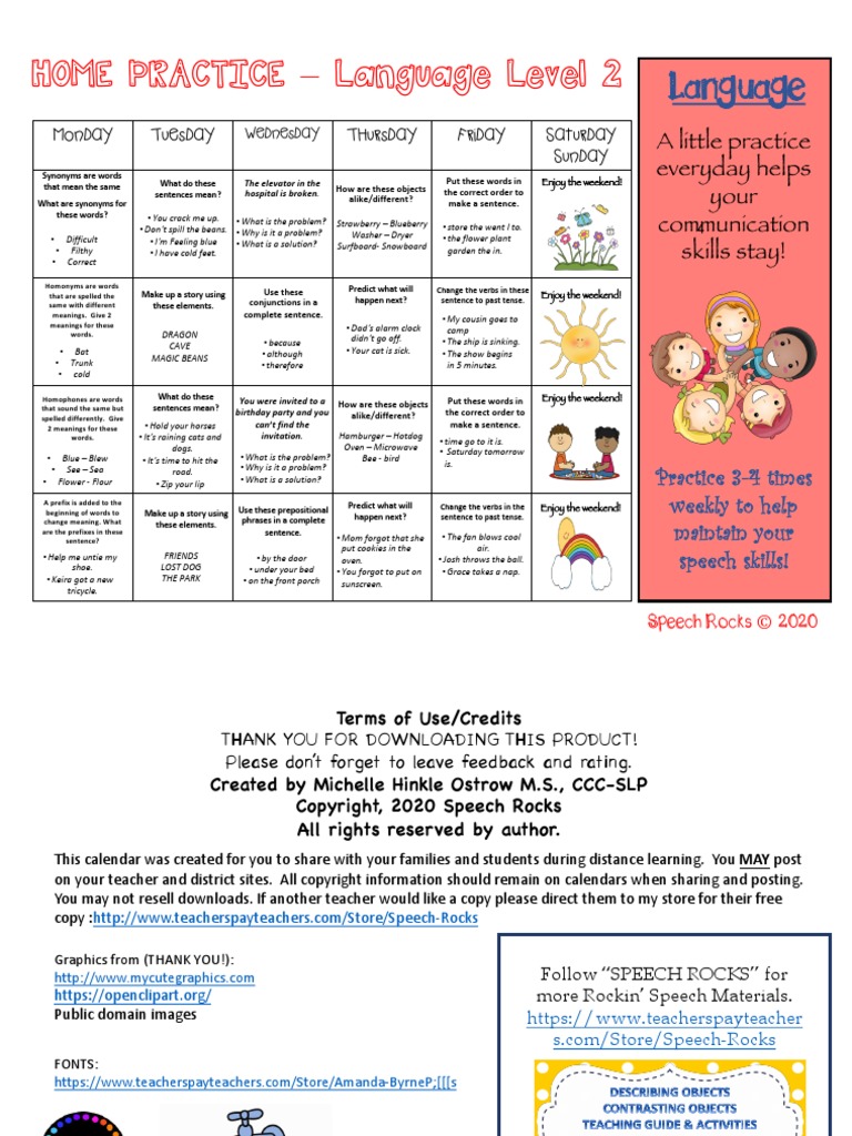 Languagelevel 2 Calendar 3 RD 6 Thdistancelearningcovid 19 | PDF ...