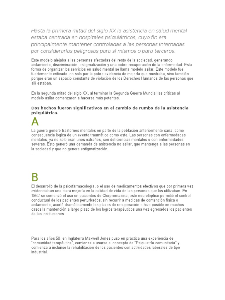 Evolución del Modelo Asilar en Salud Mental | PDF | Salud mental ...