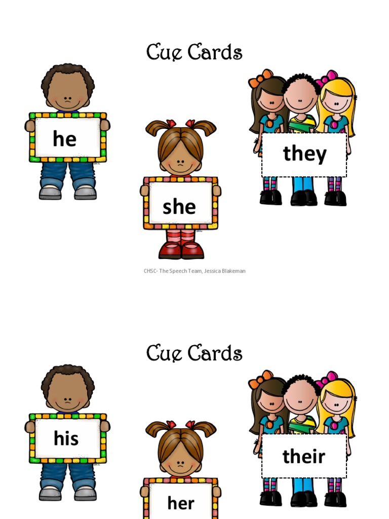 Pronoun Cue Cards | PDF