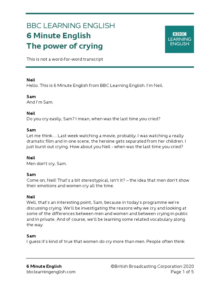 6 Min English - Power of Crying | PDF | Self-Improvement