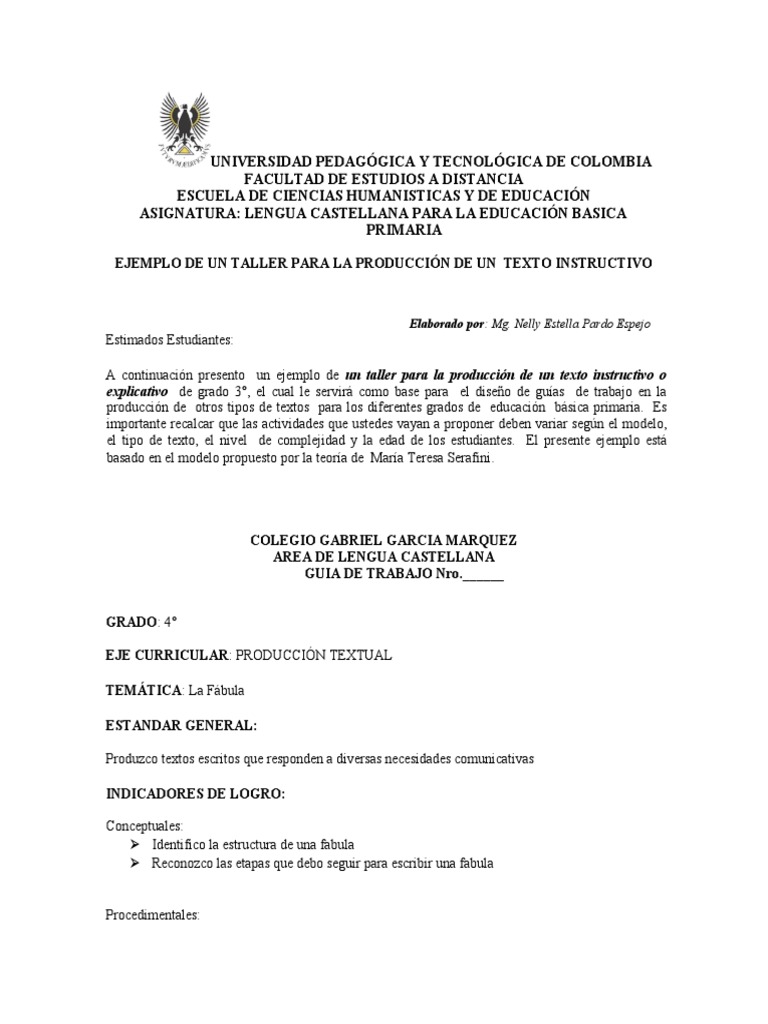 Taller de Produccion Textual | PDF | Educación primaria | Cognición