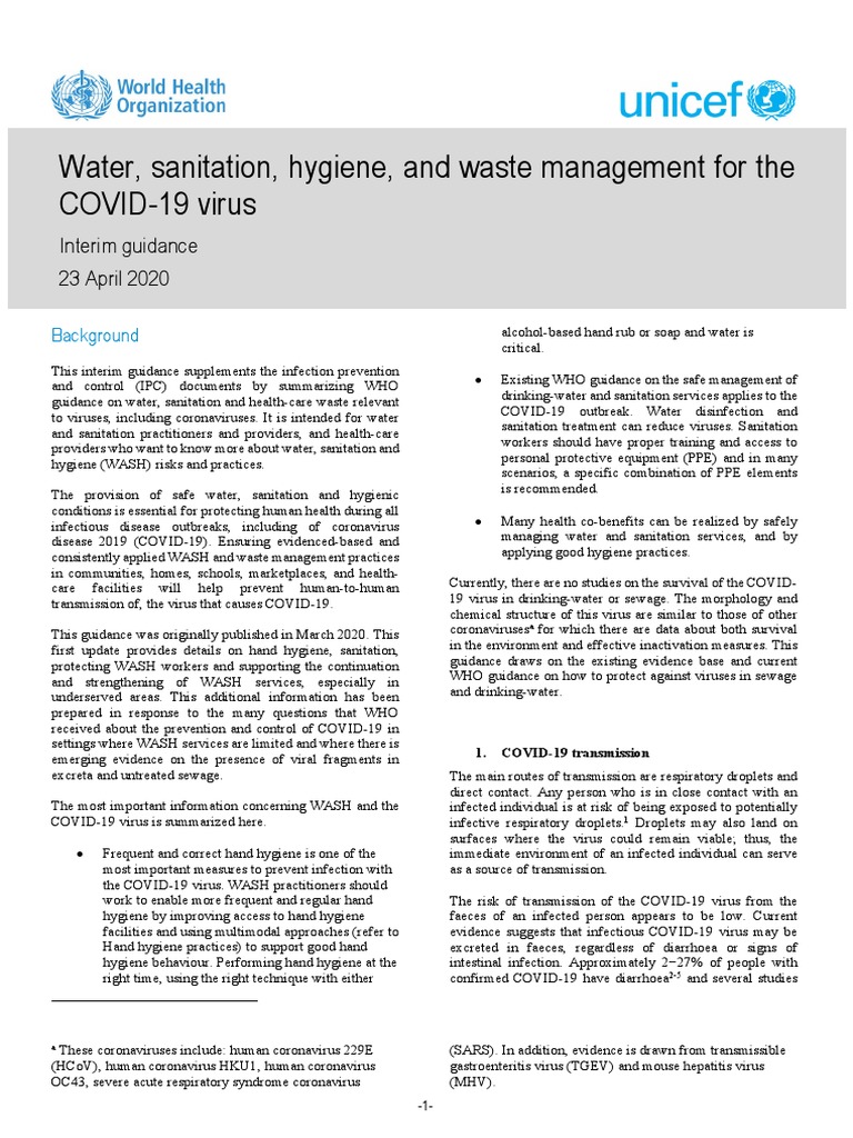 WHO 2019 nCoV IPC - WASH 2020.3 Eng PDF | PDF | Hygiene | Hand Washing