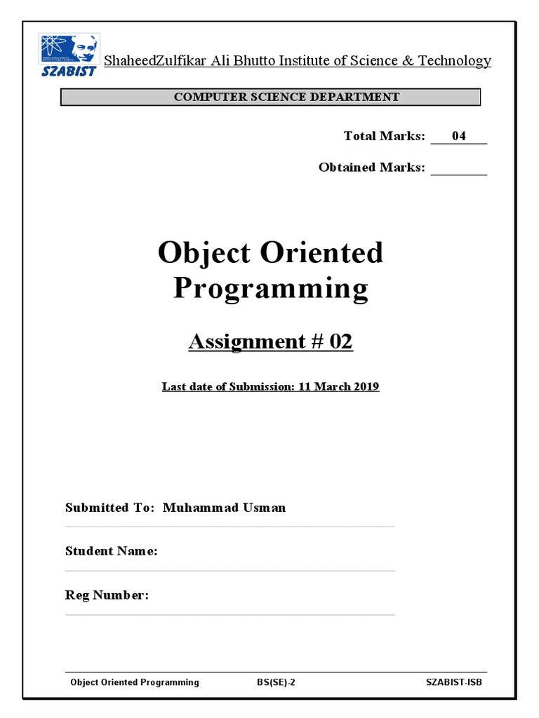 Object Oriented Programming: Assignment # 02 | PDF | Office Equipment | Computing