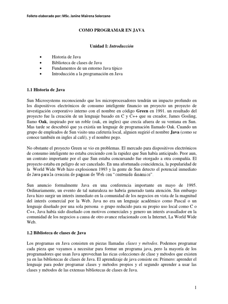 COMO PROGRAMAR EN JAVA para Estudiantes PDF | PDF | Java (lenguaje de ...
