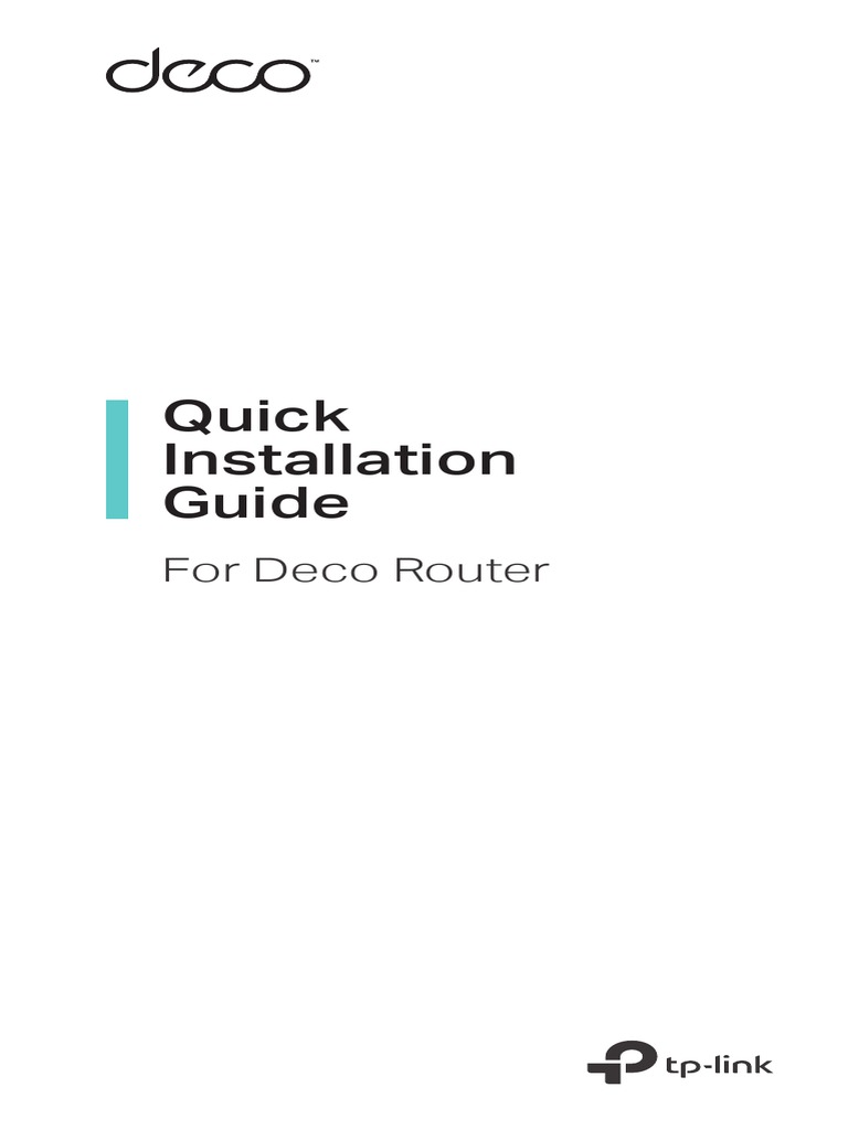 Quick Installation Guide: For Deco Router | PDF