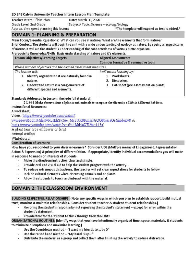 Lesson Plan 1 | PDF | Educational Assessment | Lesson Plan