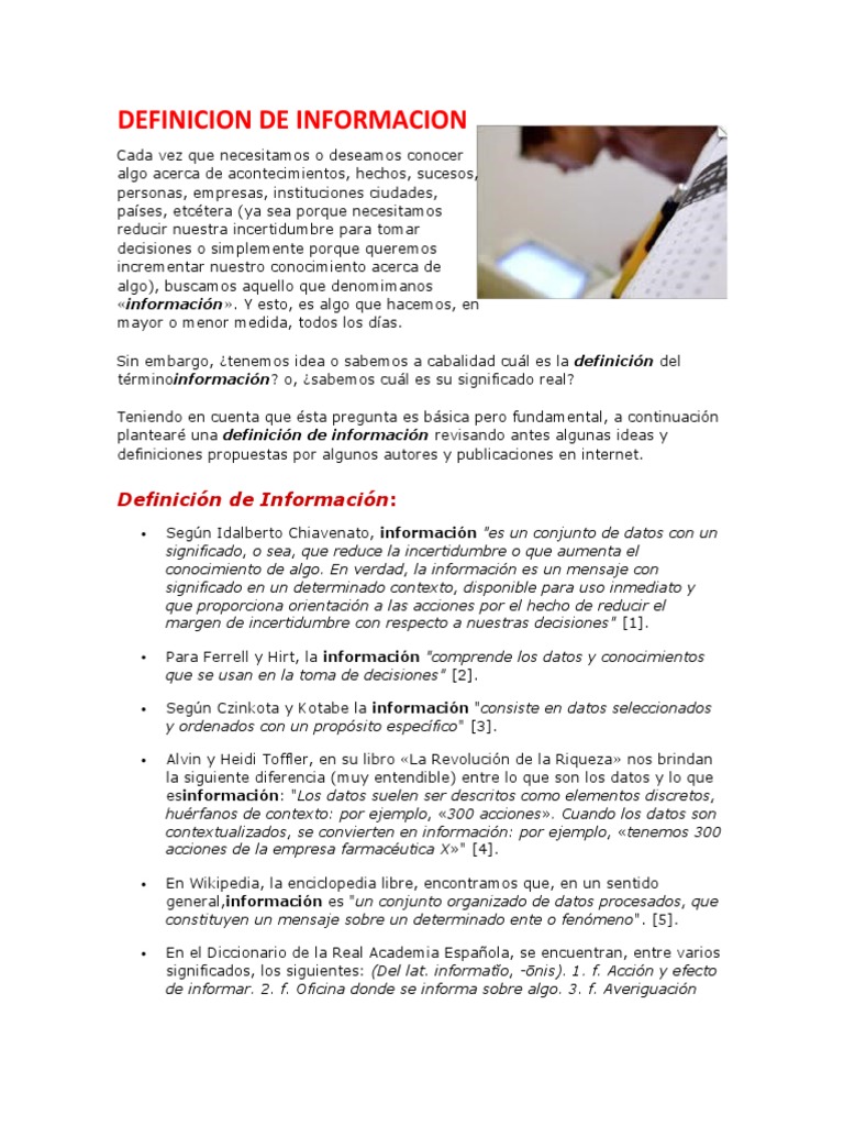 Definición de Información | PDF | Información | Toma de decisiones