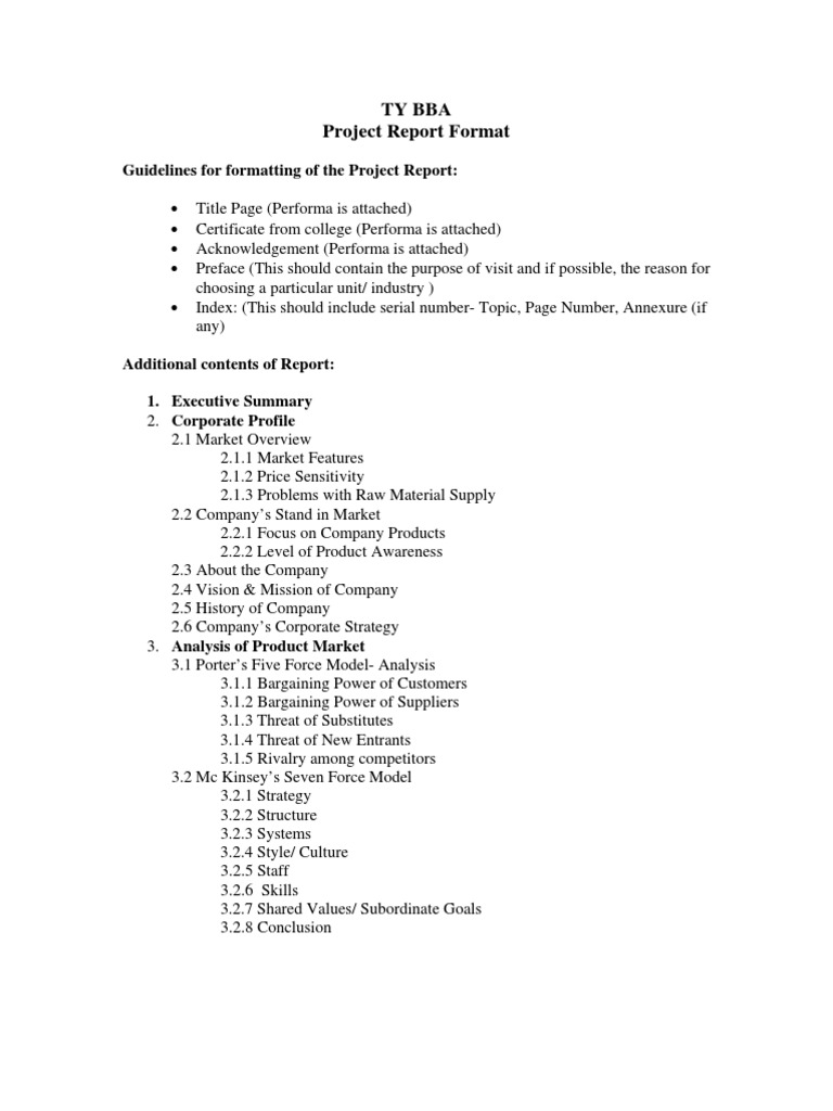 BBA Project Report Guidelines | PDF