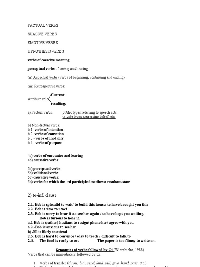 Semantic Classification of Verbs Taking Clausal Complement at Ion | PDF