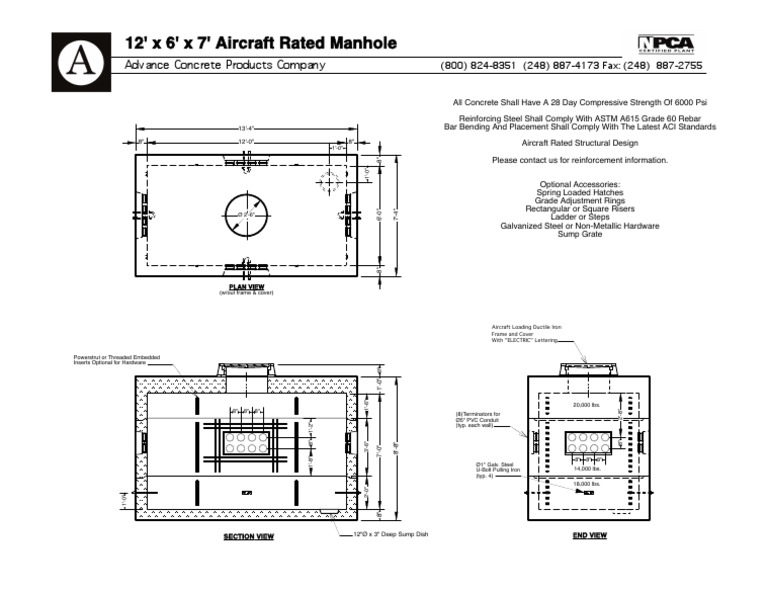 12x6x7aircraft Rated Manhole | PDF | Components | Architectural Design