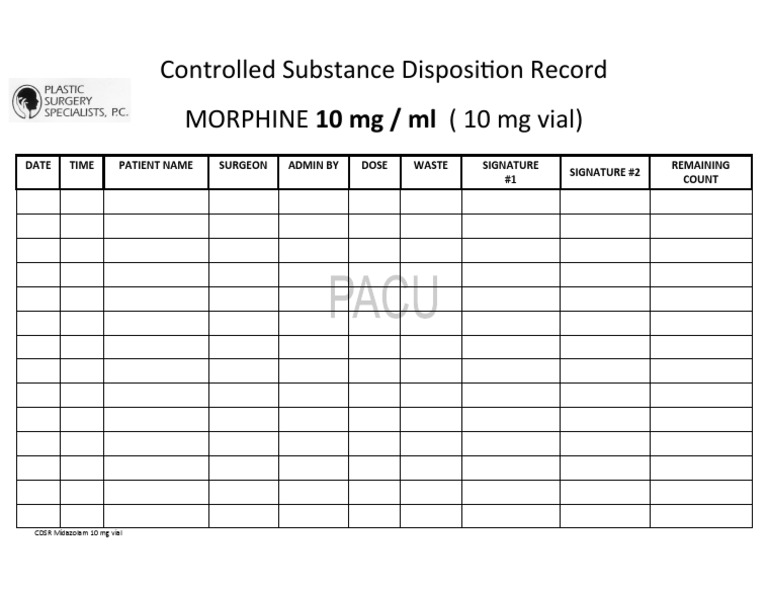Controlled Substance Disposition Log | PDF