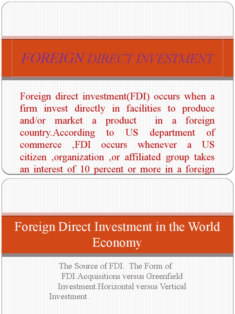 Foreign Direct Investment | PDF | Finance & Money Management